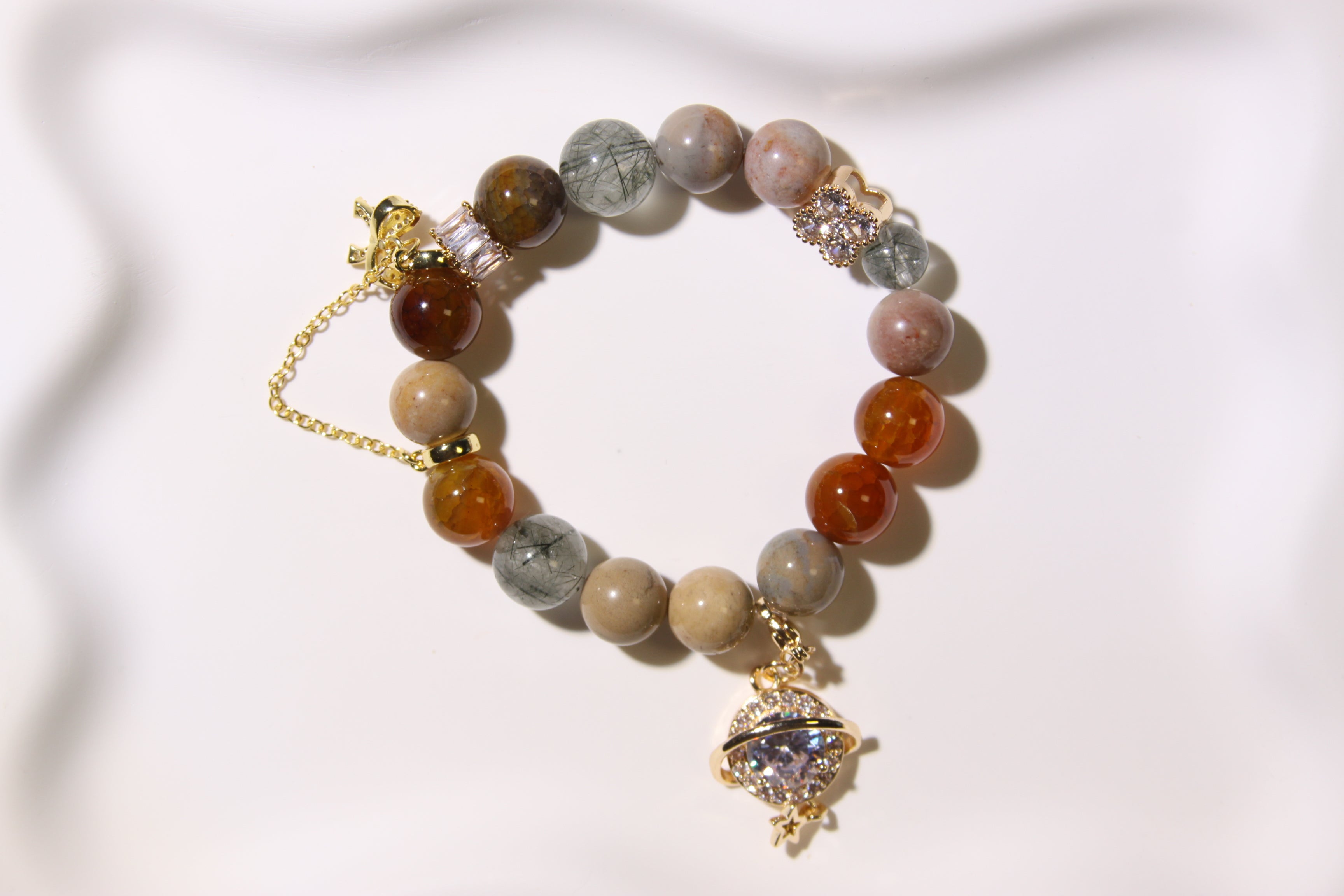 Celestial Energy Bracelet: A Fusion of Grounding Crystals[Red Agate, A ...